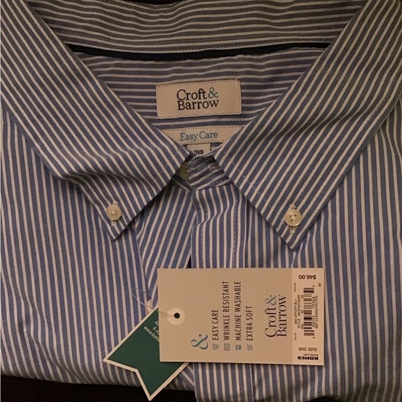 croft & barrow | Shirts | Mens Short Sleeve Blue And White Striped 3xb ...